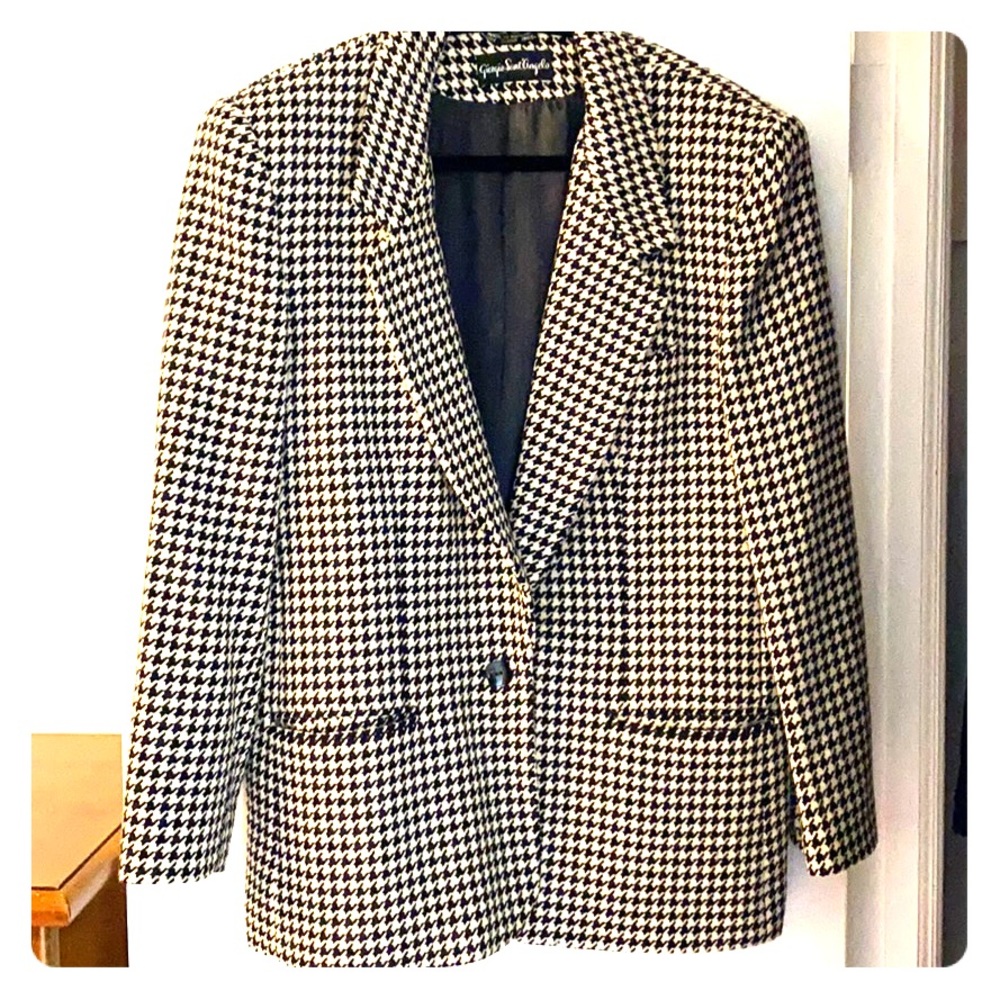 Interesting Black And White Houndstooth Blazer Photos